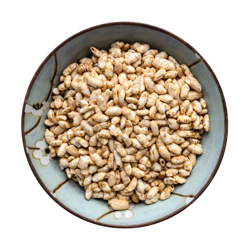 Top View of Puffed Brown Rice in Bowl Isolated Stock Image - Image of ...