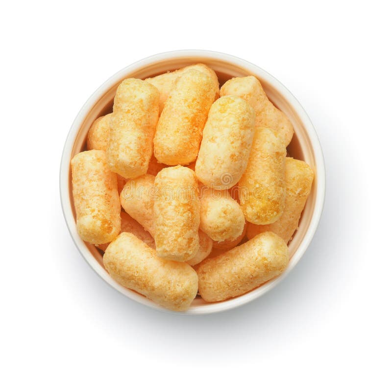 Top View of Puffed Corn Snack in Ceramic Bowl Stock Photo - Image of ...