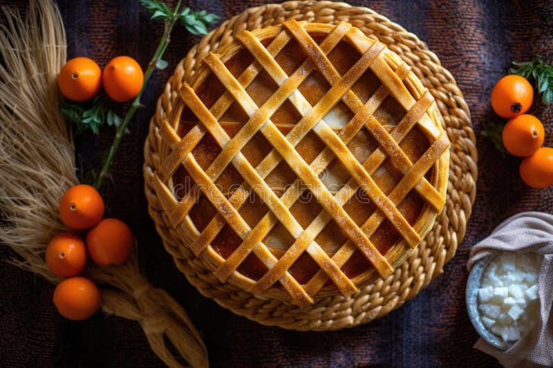 Top View of Pumpkin Pie with Lattice Crust Stock Illustration ...
