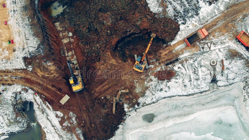 Top View of a Quarry Site with Excavators on it Stock Video - Video of ...