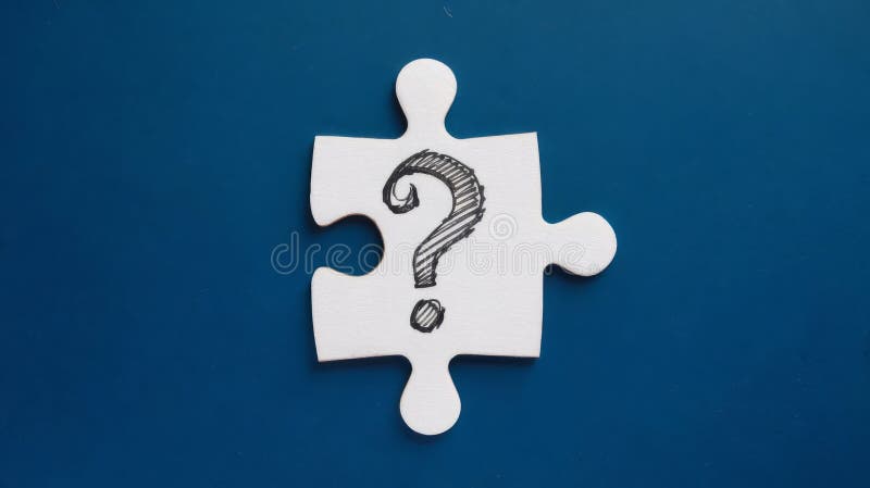 Top View of Question Mark on White Puzzle Piece, Contrasting with a ...