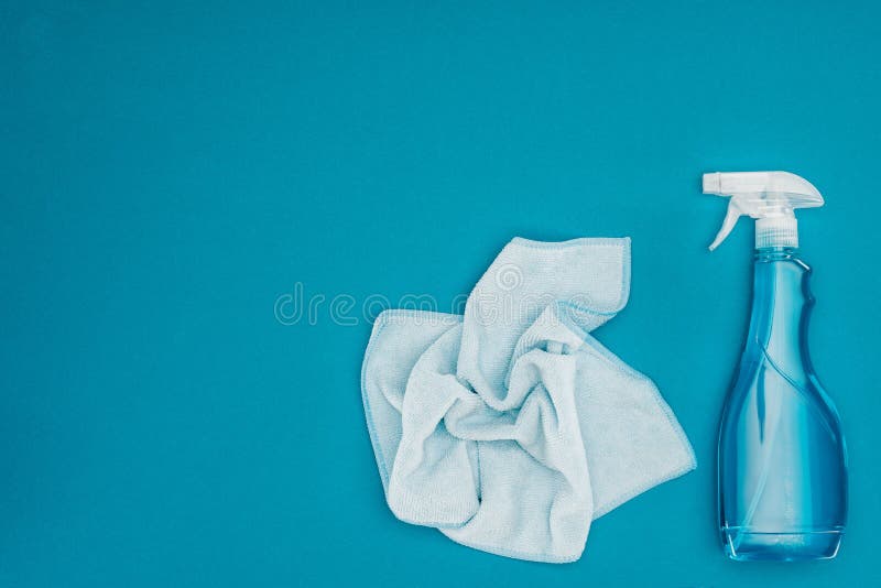 Top View of Rag and Spray Bottle Stock Image - Image of tools ...