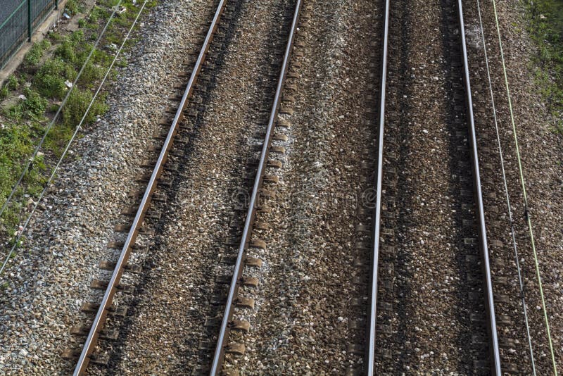 Top View of Railroad Tracks Stock Image - Image of journey, direction ...