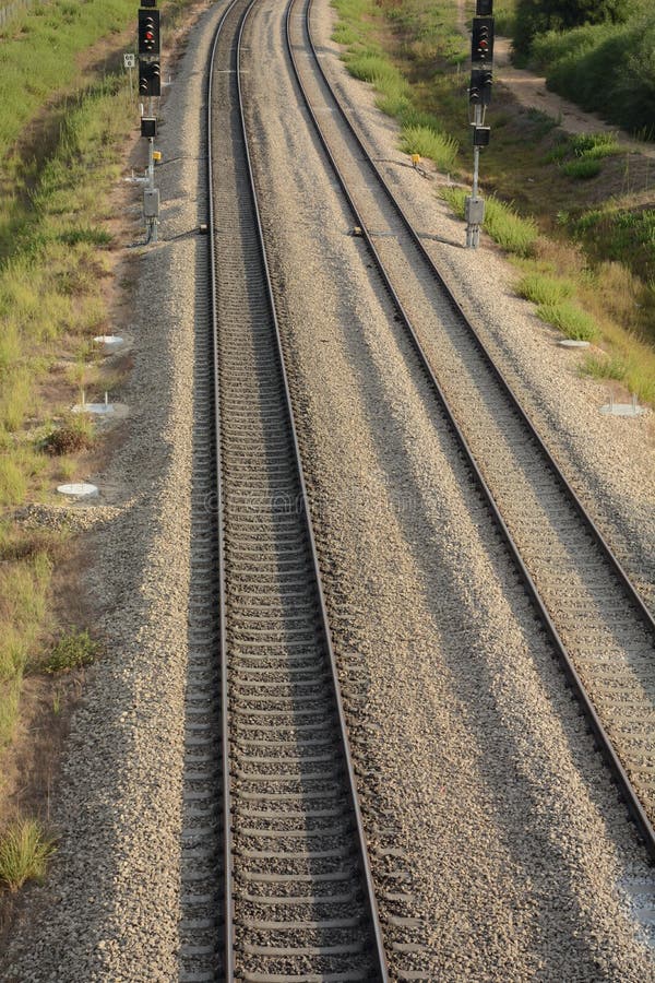 A Top View of the Rails of a Train. the Length of the Railway Track ...