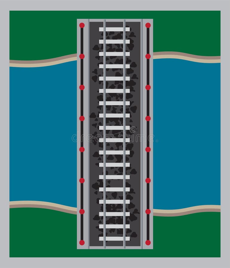 Top View of Railway Bridge Vector Stock Illustration - Illustration of ...