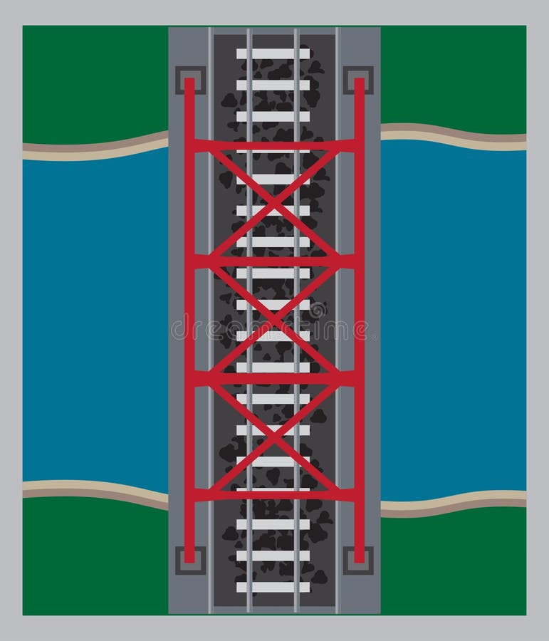 Top View of Railway Bridge Vector Stock Illustration - Illustration of ...