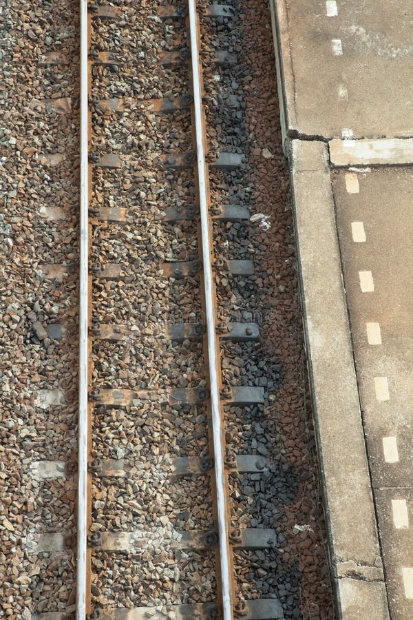 Top view of railway track stock photo. Image of rail - 105531308