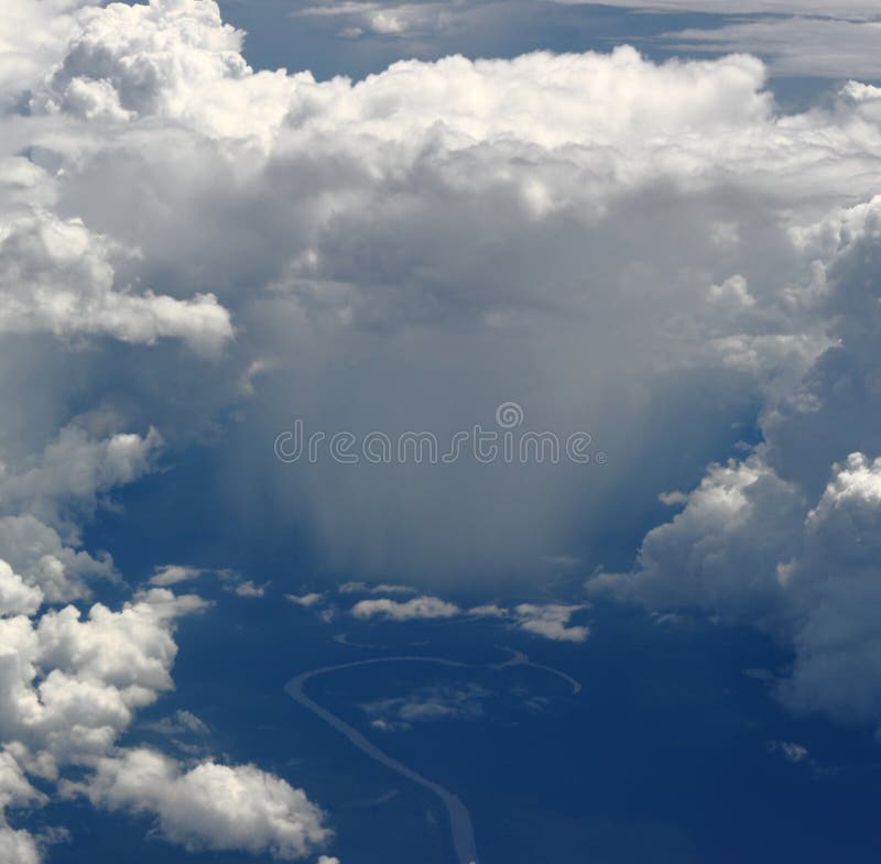 Top View of Rain . a Single Cloud is Raining in the Rainforest in ...