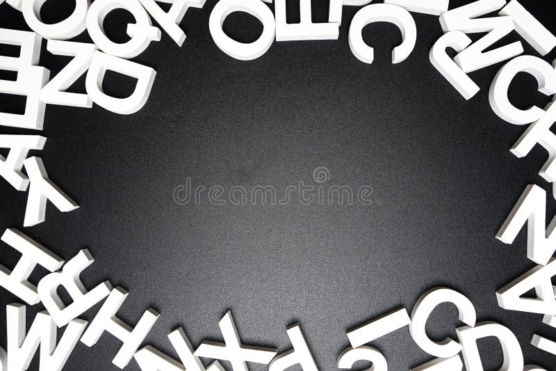 Top View Random Wooden Alphabet Letters on Black Background Stock Image ...
