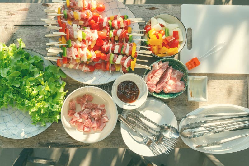 Top View of Raw Barbecue is Prepared for a Meal or Party Stock Photo ...