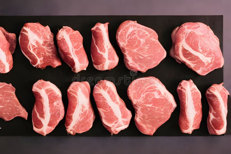 Top View of Raw Beef Meat for Steak in the Dark Background Stock Photo ...