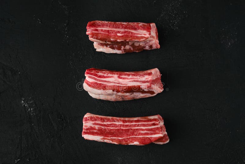 Top View of Raw Beef Short Ribs, Bone in Stock Image - Image of food ...