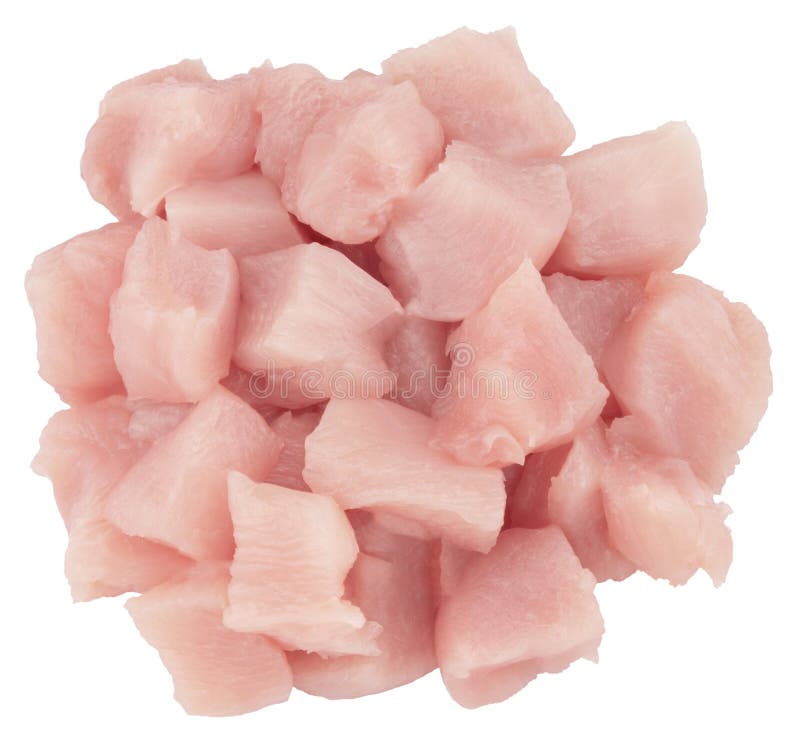Top View of Raw Chicken Fillet Chunks Isolated on White Stock Image ...