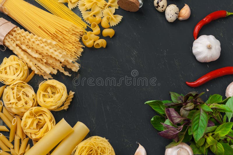 Top View of Raw Italian Pasta. Creative Photo. Stock Photo - Image of ...