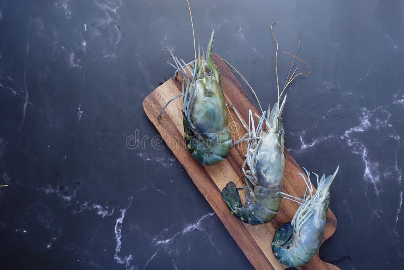 Top View of of Raw King Prawn on Table. Stock Image - Image of fish ...