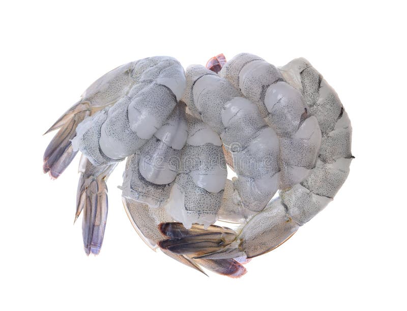 Top View of Raw Prawns Isolated on White Background Stock Photo - Image ...