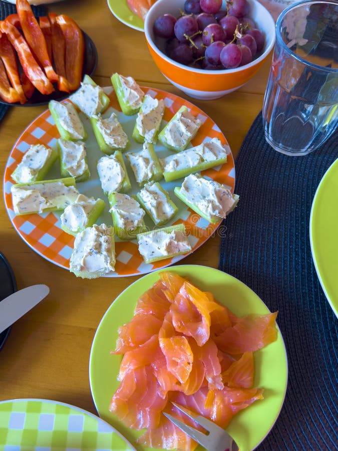 View of a Real Breakfast Table with Various Foods Stock Image - Image ...