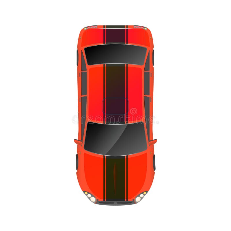 Top View of Realistic Glossy Red Sport Car on White Stock Vector ...