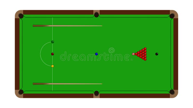 Top View of Realistic Snooker Table with Balls and Cue Stock Vector ...