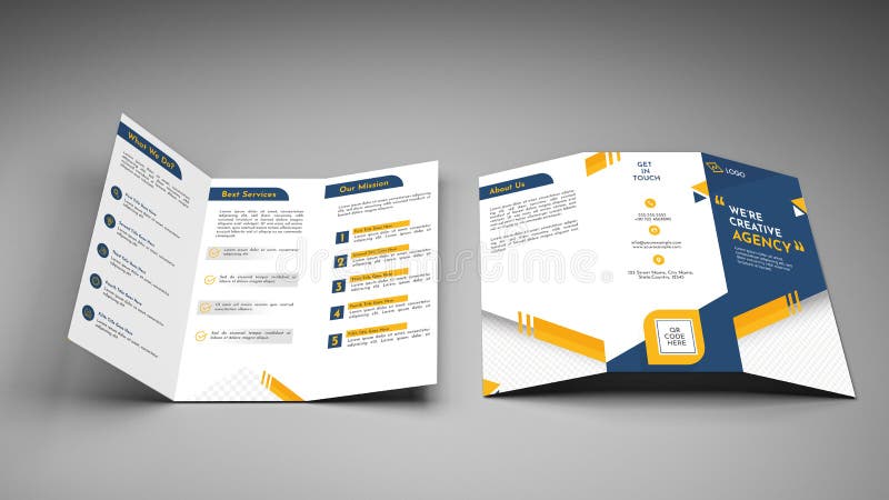 Top View of Realistic Tri-Fold Brochure Template with Double-Side ...