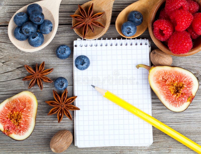 Top View of Recipe Book with Ingredients Stock Image - Image of wooden ...