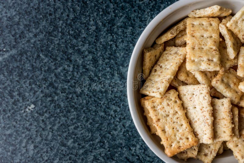 Top View of Rectangular Crackers in the Bowl with Copy Space Stock ...