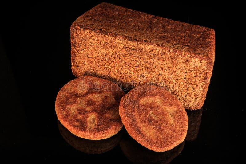 Top View on Rectangular Ray Bread with and Two Flapjacks Stock Photo ...