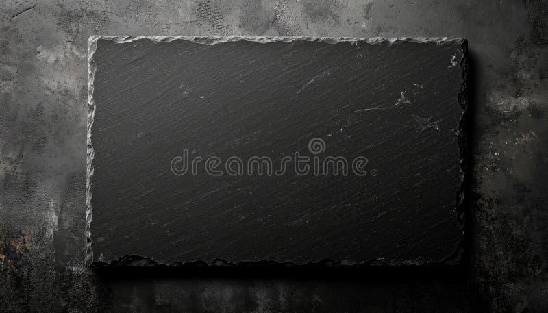 Top View of Rectangular Slate Black Stone Plate with Rough Pattern ...