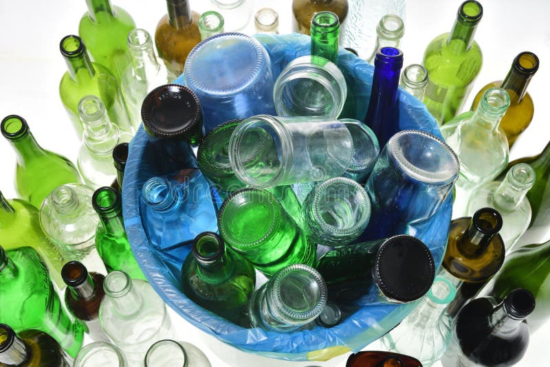 Top View of Recycling Glass on White Stock Photo - Image of plastic ...