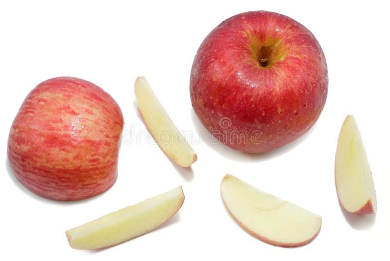 Top View Red Apples with Slices Isolated. Stock Image - Image of food ...