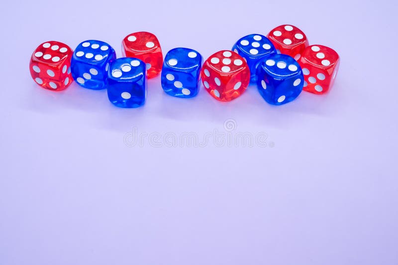 Top View of Red and Blue Dice Isolated on Light Violet Background Stock ...