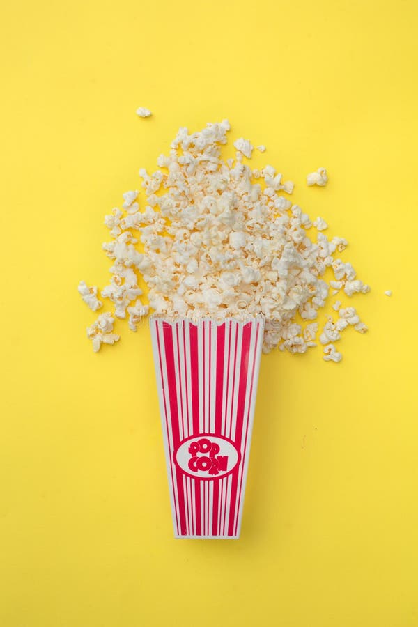 Container Full of Popcorn on Yellow Stock Image - Image of corn, object ...