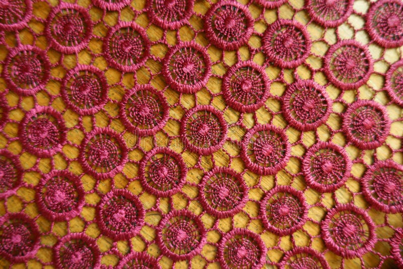 Top View of Red Crochet Lacy Fabric Stock Image - Image of craft, curve ...