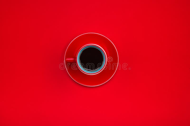 Top View of a Red Cup of Tasty Espresso Coffee Stock Photo - Image of ...