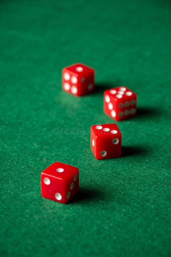 Top View of Red Dice on Green Mat, Vertical Stock Image - Image of ...