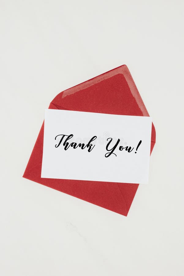 Red Envelope with Thank You Lettering on Paper Paper and Cup of Coffee ...