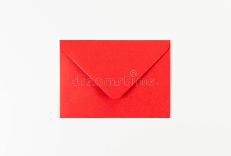 Top View of Red Envelope on White Background. Post Flat Lay Stock Image ...
