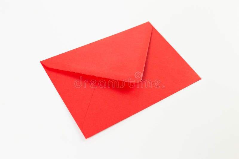 Top View of Red Envelope on White Background. Post Flat Lay Stock Photo ...