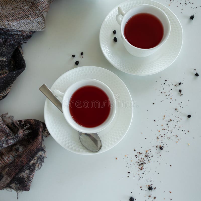 Red Fruits Tea Glasses. Drinks Flat Lay Stock Image - Image of glasses ...