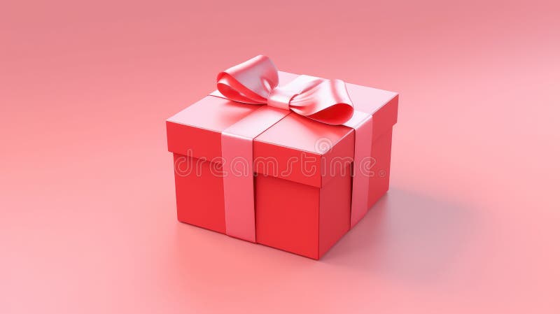 Top View of Red Gift Box with Ribbon Bow, Isolated on Pink Pastel ...