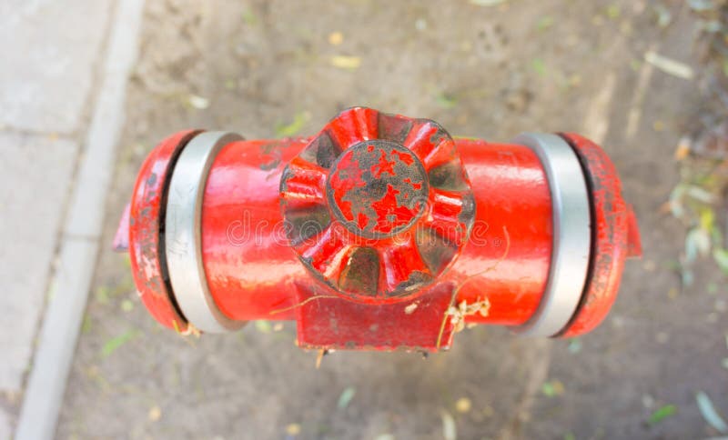 Top view of a red hydrant stock image. Image of energy - 262327749