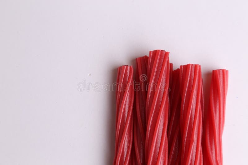 Top View of the Red Licorice Sticks on a White Background Stock Photo ...
