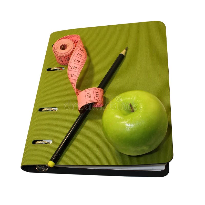 Top View, Red Measuring Tape with Notepad and Pencil on Isolated White ...