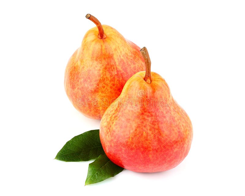 Top View Red Pears with Leaves Isolated Stock Photo - Image of macro ...