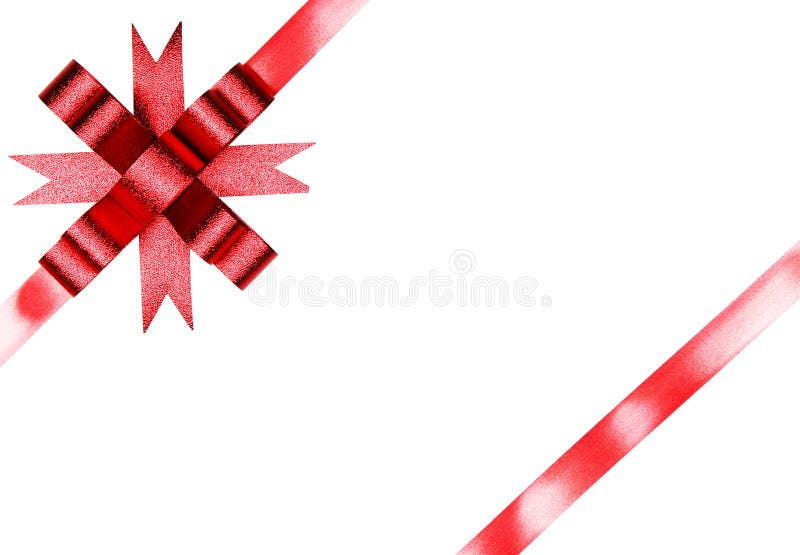 Top View of Red Ribbon on Gift Box Isolated on White Stock Photo ...
