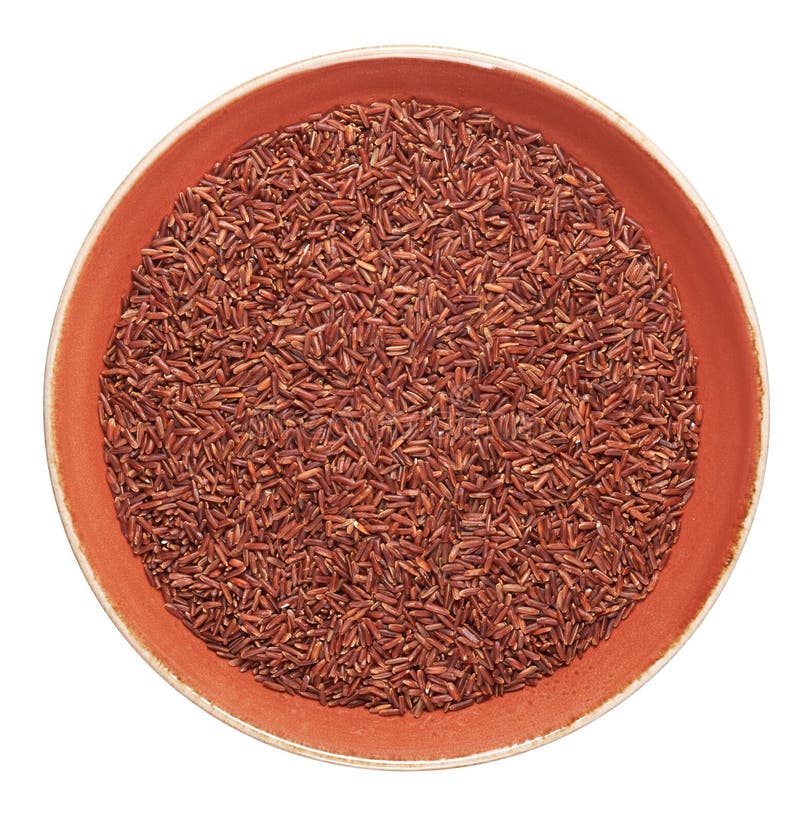 Top View of Red Rice Isolated Stock Image - Image of plate, background ...