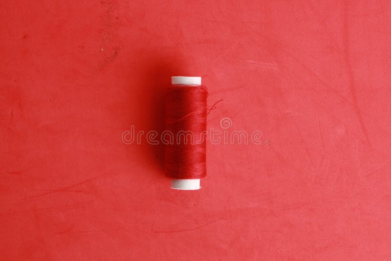 Top View of the Red Sewing Thread Stock Image - Image of material ...