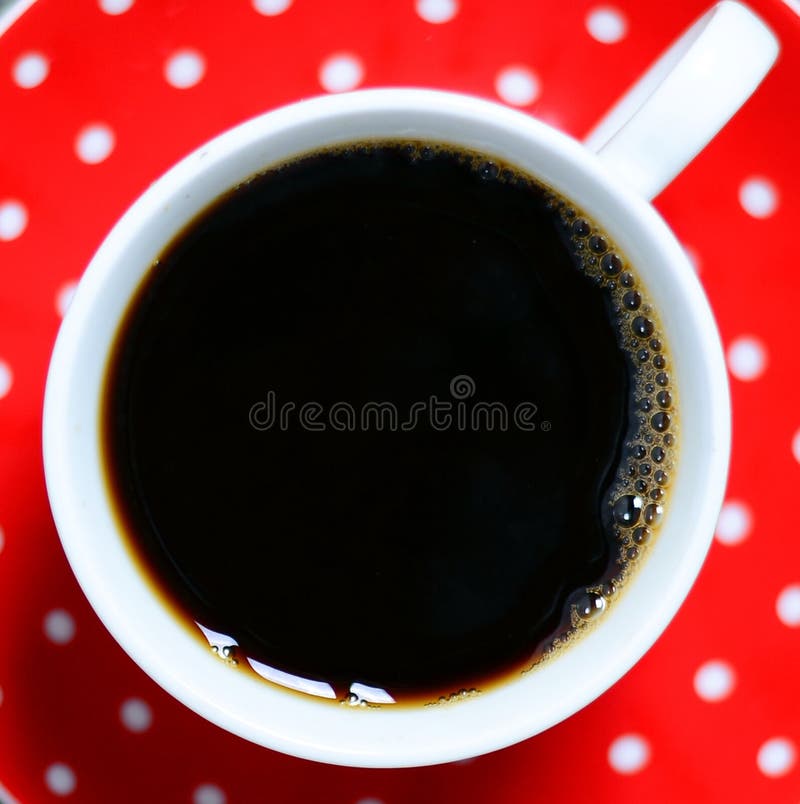 Top View of Red Vintage Coffee Cup Stock Photo - Image of mocha ...