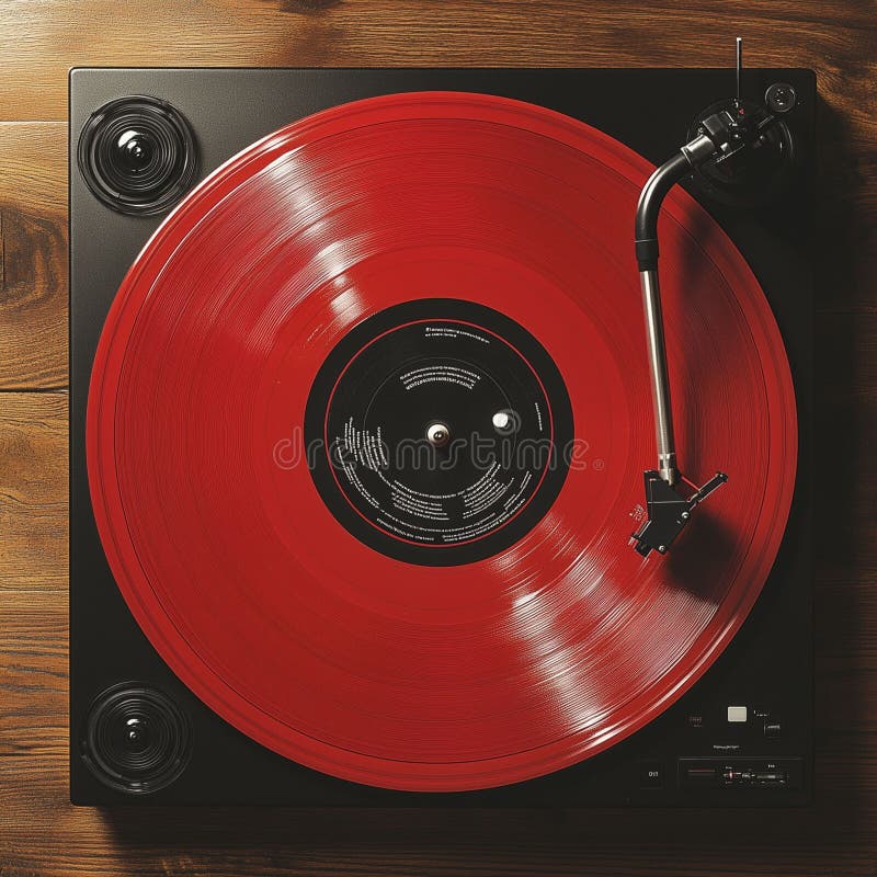 Top View of Red Vinyl Playing Stock Illustration - Illustration of flat ...