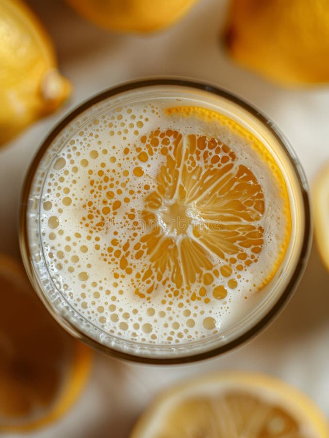 Top View of a Refreshing Lemon Juice with Lemon Slices Stock Image ...